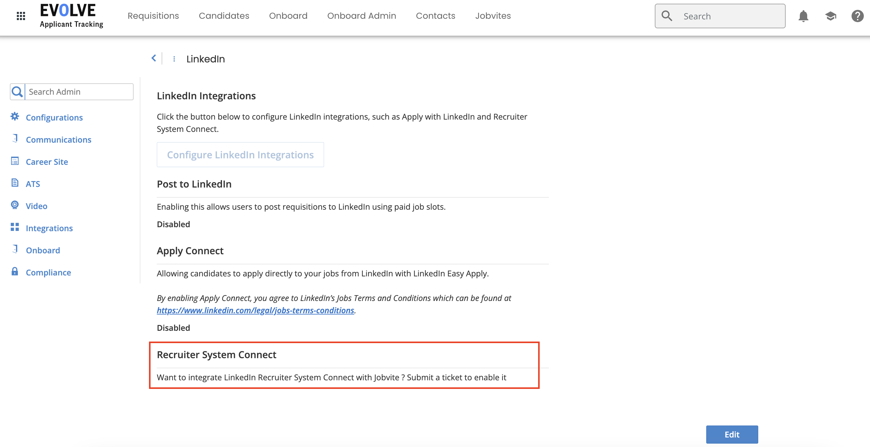 Configure Linkedin Recruiter System Connect Rsc Jobvite Help Center